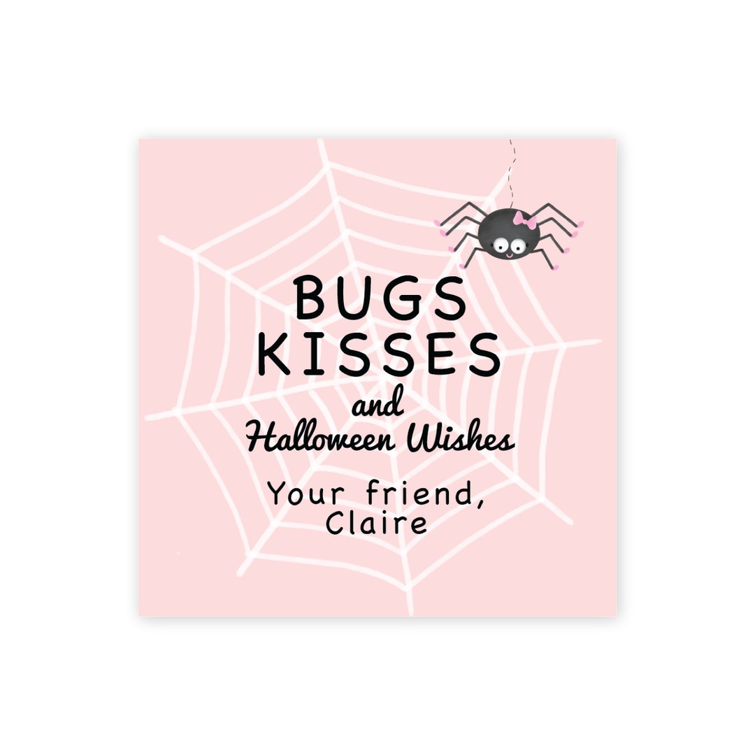 Bugs Kisses Halloween Wishes Gift Tags | Kisses Favor Tags | Halloween ...