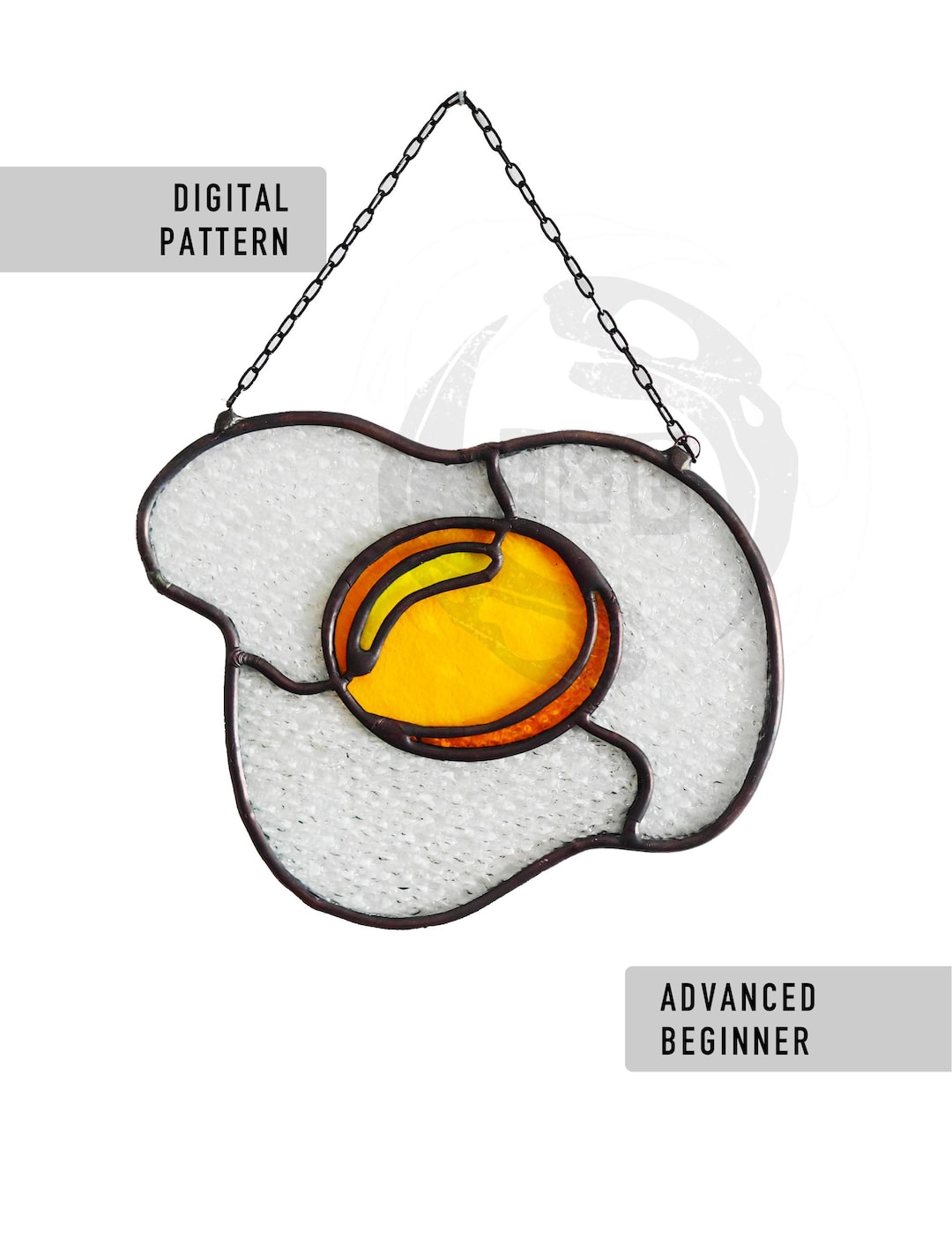 Fried Egg - Stained Glass Pattern PDF File - Advanced Beginner - Etsy