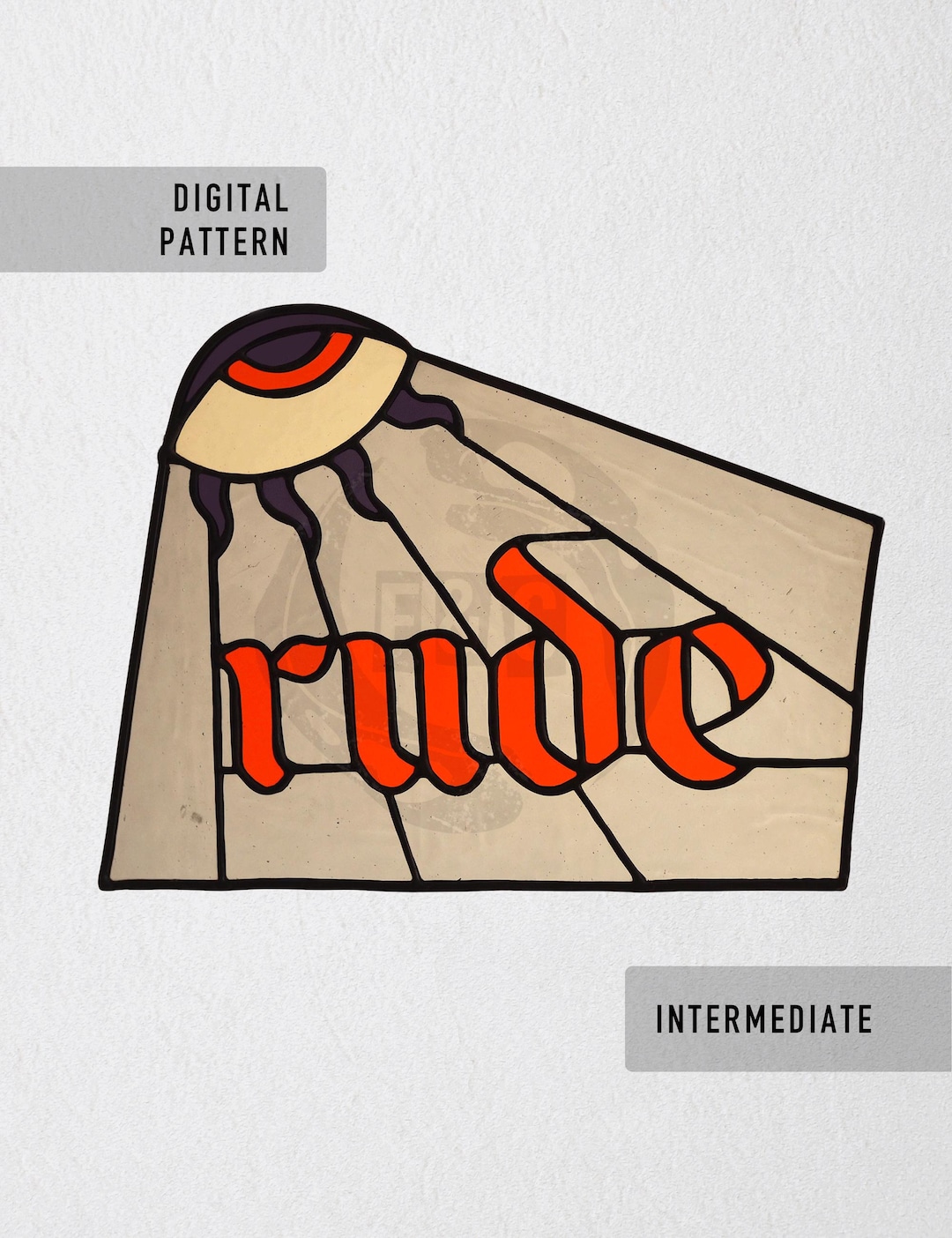 RUDE Letters - Stained Glass Pattern PDF File - Intermediate - Etsy