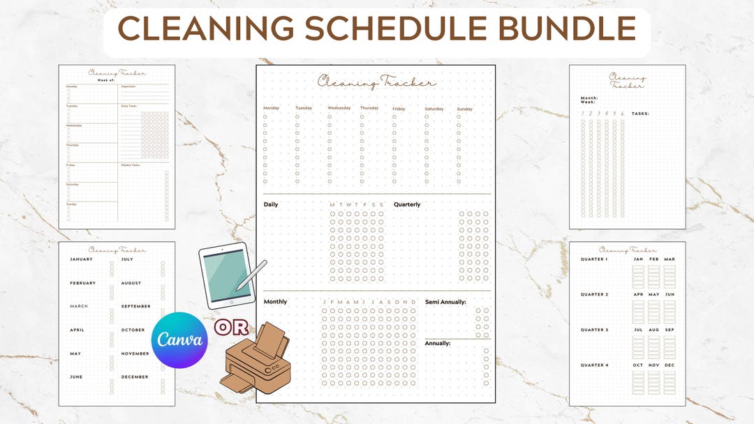 Editable Digital Cleaning Schedule, Goodnotes Cleaning Tracker, Canva ...