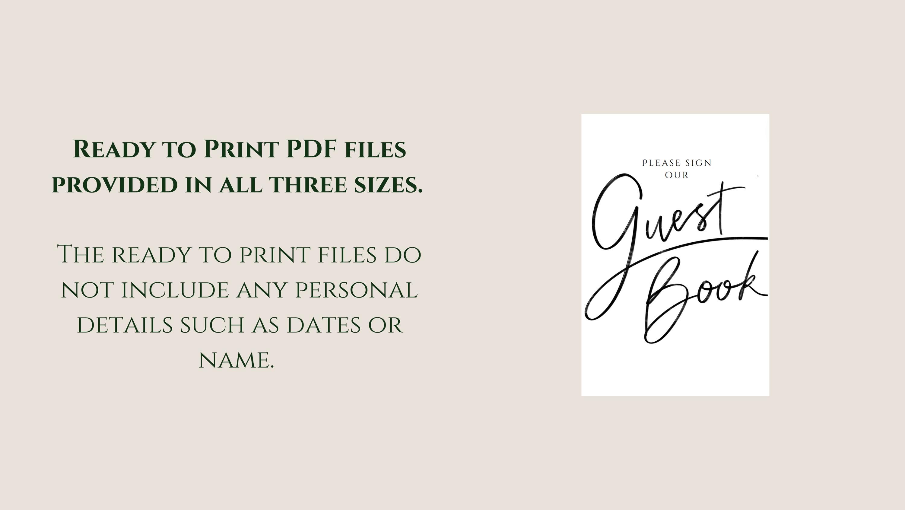 MODERN CALLIGRAPHY Wedding Signage, Printable Guest Book Sign, Large ...
