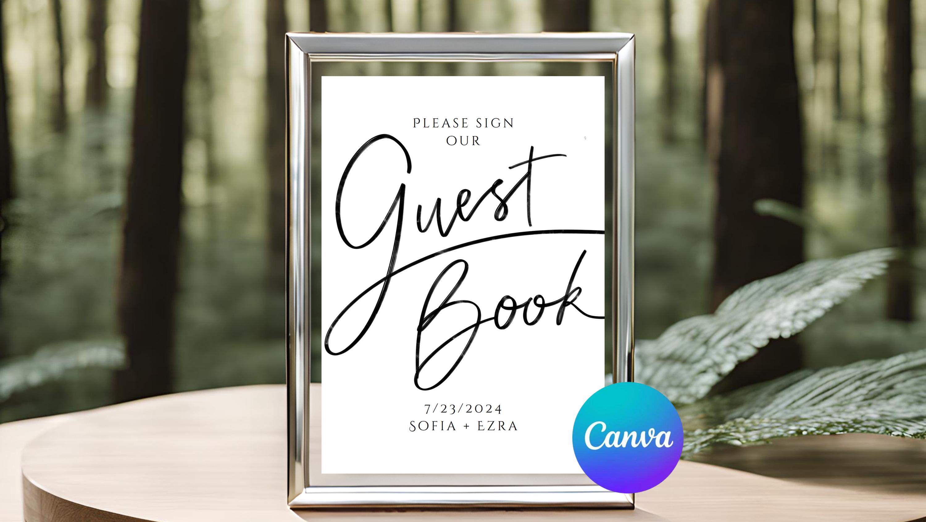 MODERN CALLIGRAPHY Wedding Signage, Printable Guest Book Sign, Large ...