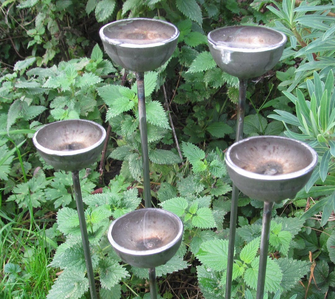 Metal MINI Rain Catchers (set of 5), Rusty Metal Rain Catcher, Rusty ...