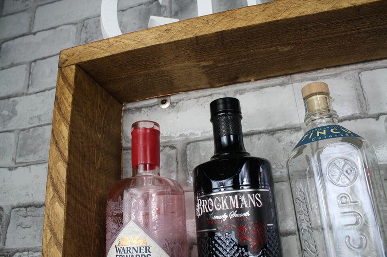 Rustic Industrial Wall Mounting Gin Rack Solid Wood Handmade - Etsy