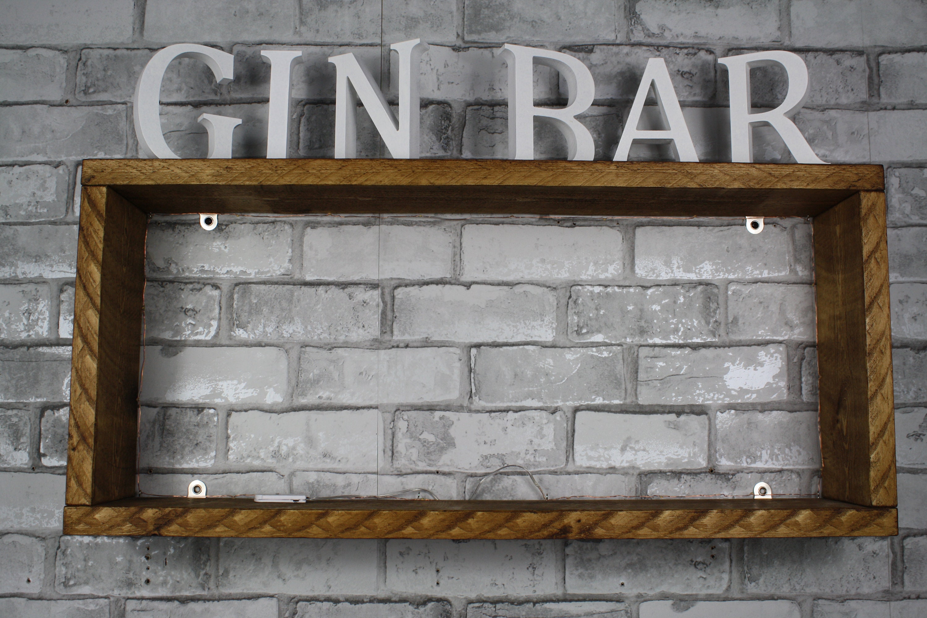 Rustic Industrial Wall Mounting Gin Rack Solid Wood Handmade | Etsy