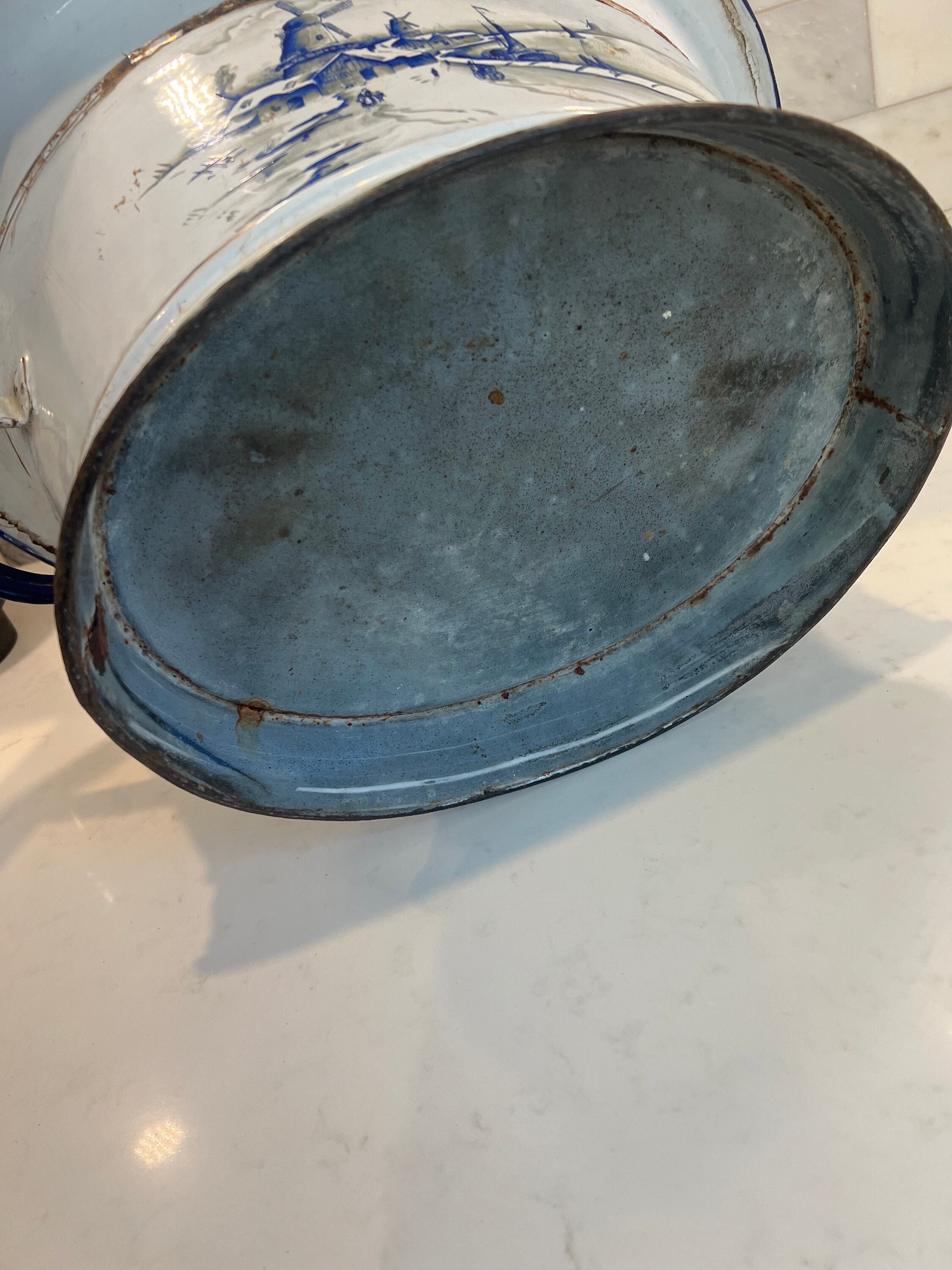 Antique French Enamelware Basin - Etsy