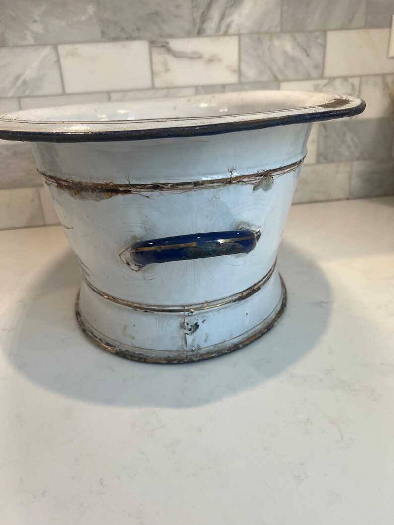 Antique French Enamelware Basin - Etsy