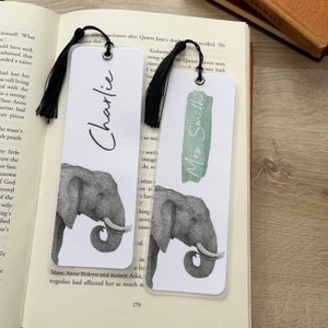 Personalised Bookmark|elephant|laminated Bookmark|personalised Gift ...