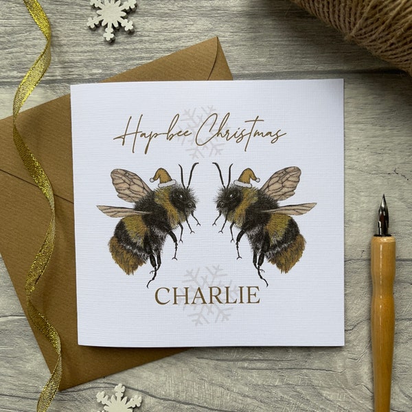 Bee Christmas Card - Etsy UK