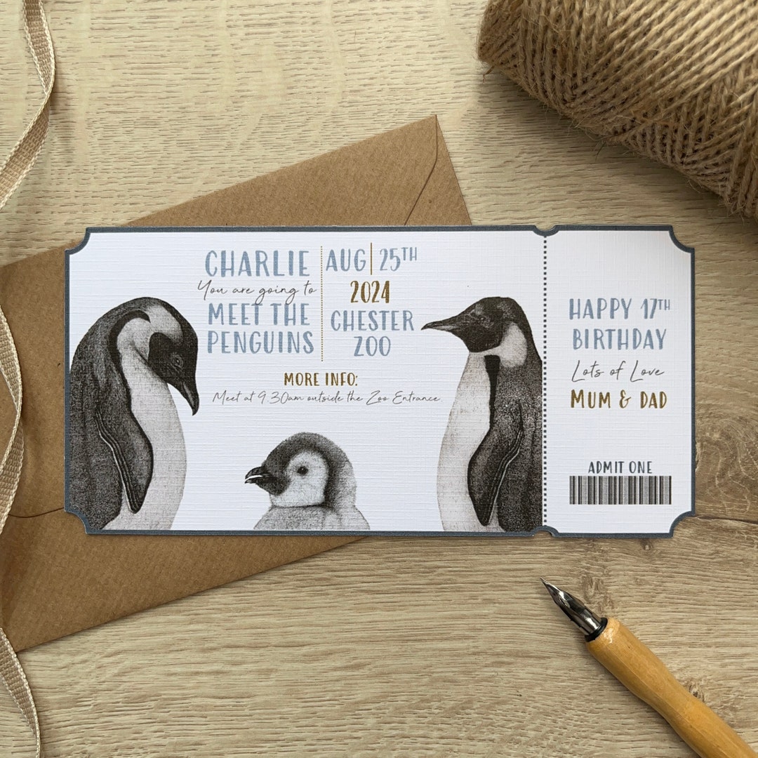 Personalised Penguin Experience Gift Ticket|experience Gift Voucher ...