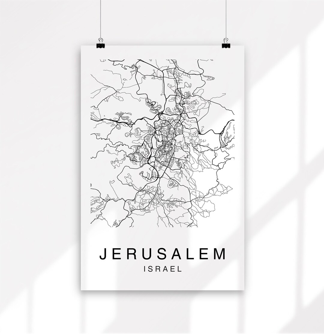 Jerusalem Map Jerusalem City Map Digital Download Map - Etsy