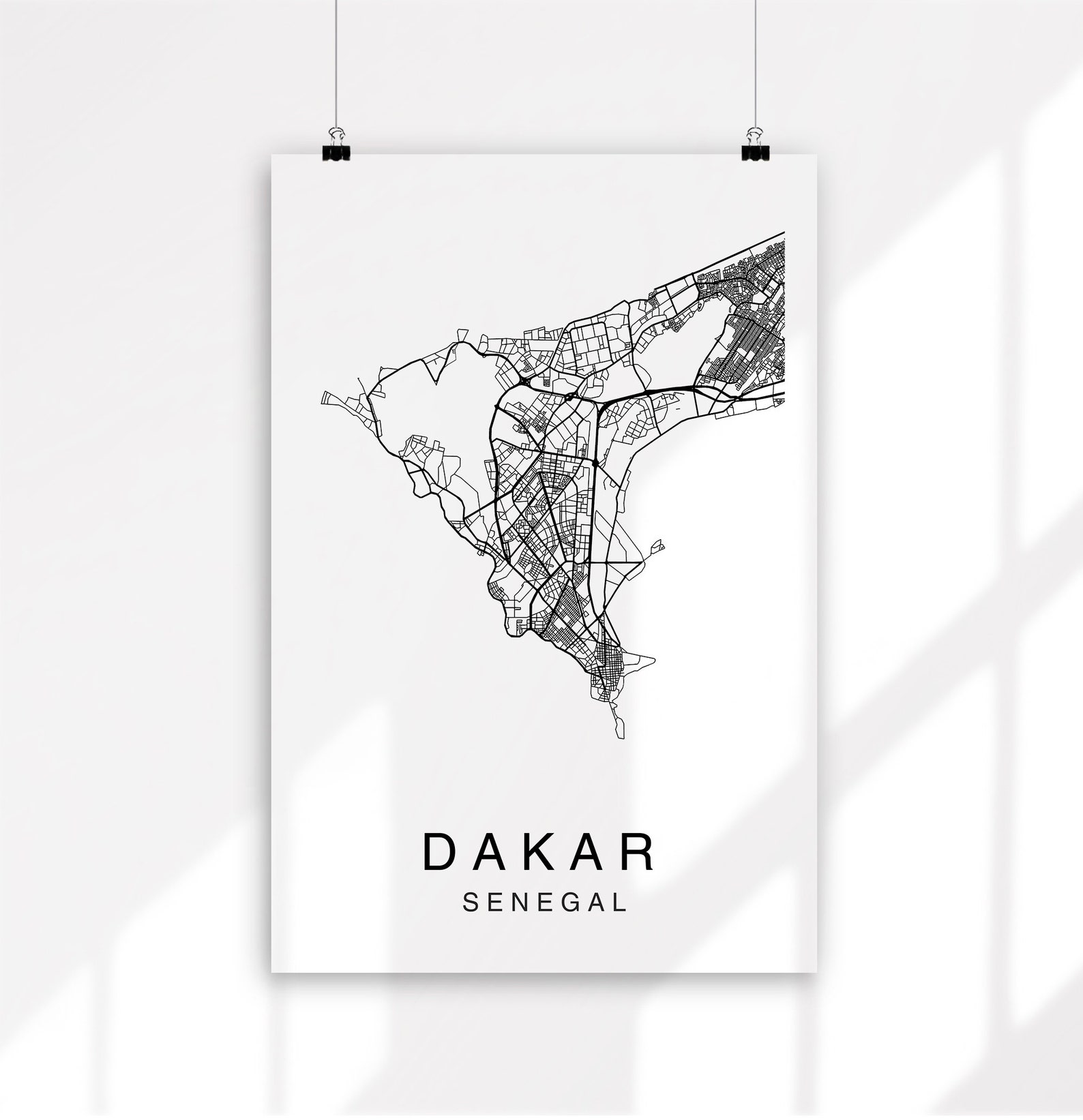 Dakar Map Print Dakar Printable Map Wall Art City Map Art | Etsy