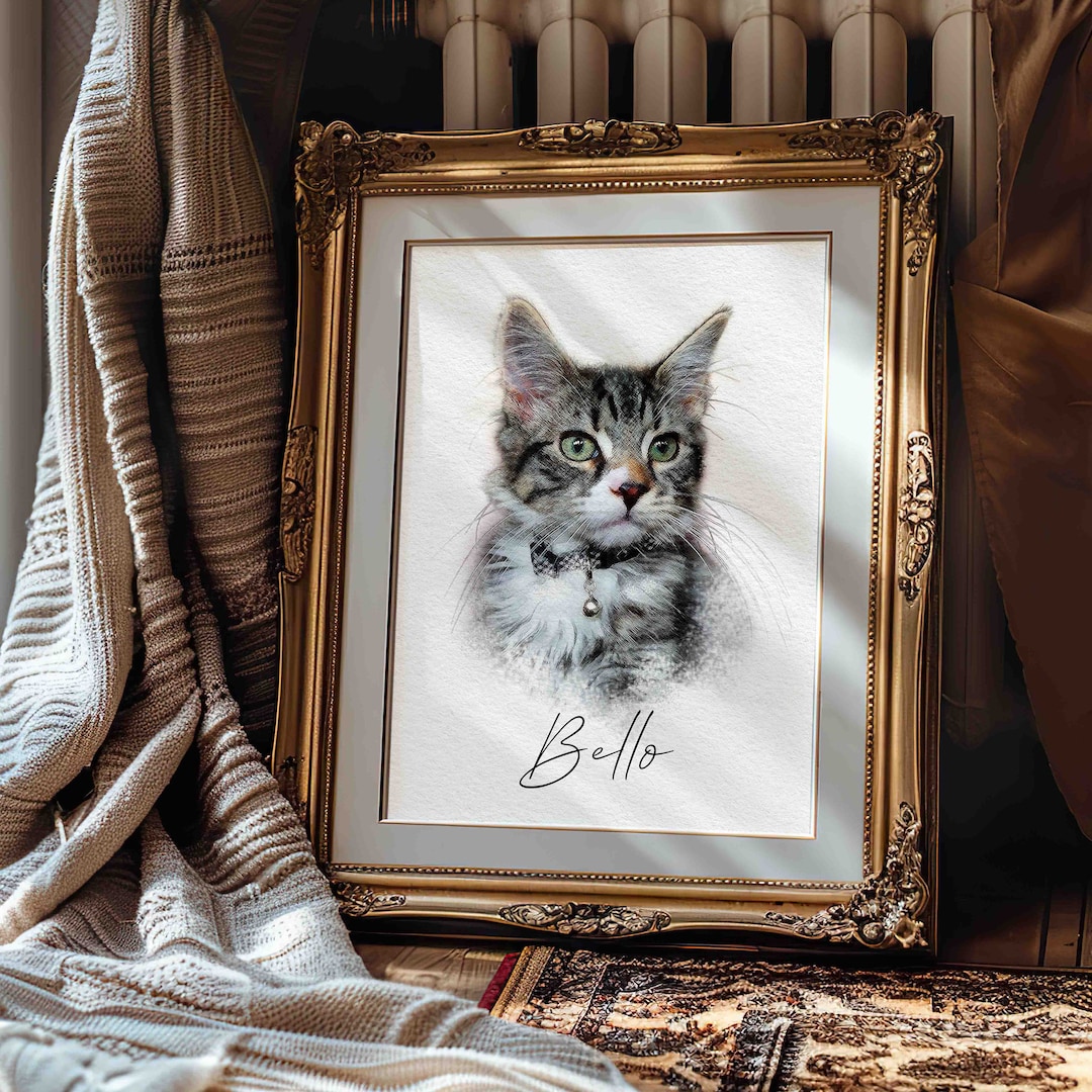 Personalized Cat Portrait, Custom Digital Painting, Pet Memorial ...