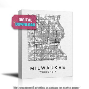 Milwaukee Map Print, Milwaukee Map Poster Wall Art, City Map, Street ...