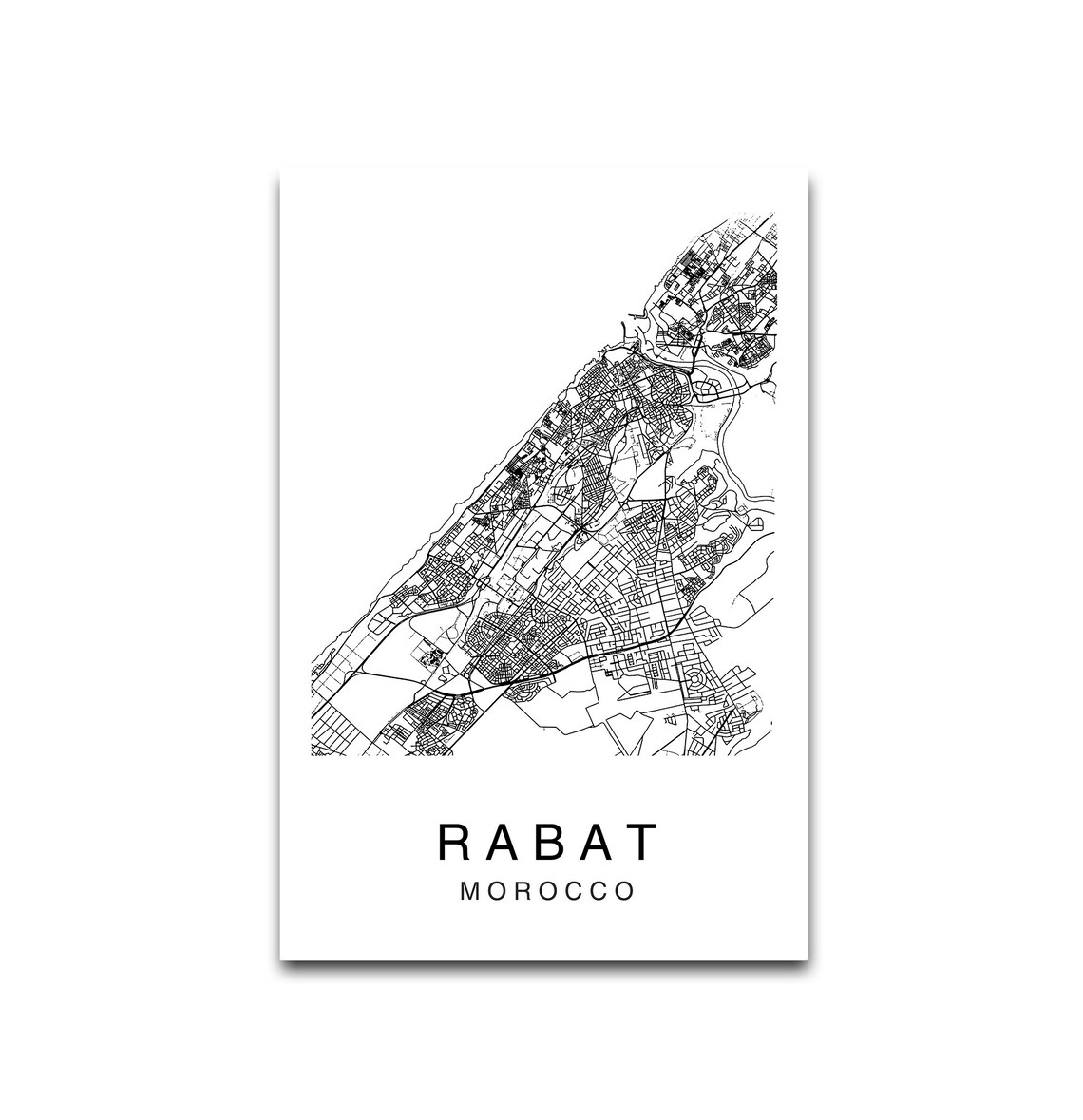 Rabat Map Print Rabat Printable Map Wall Art Moroccan Decor | Etsy