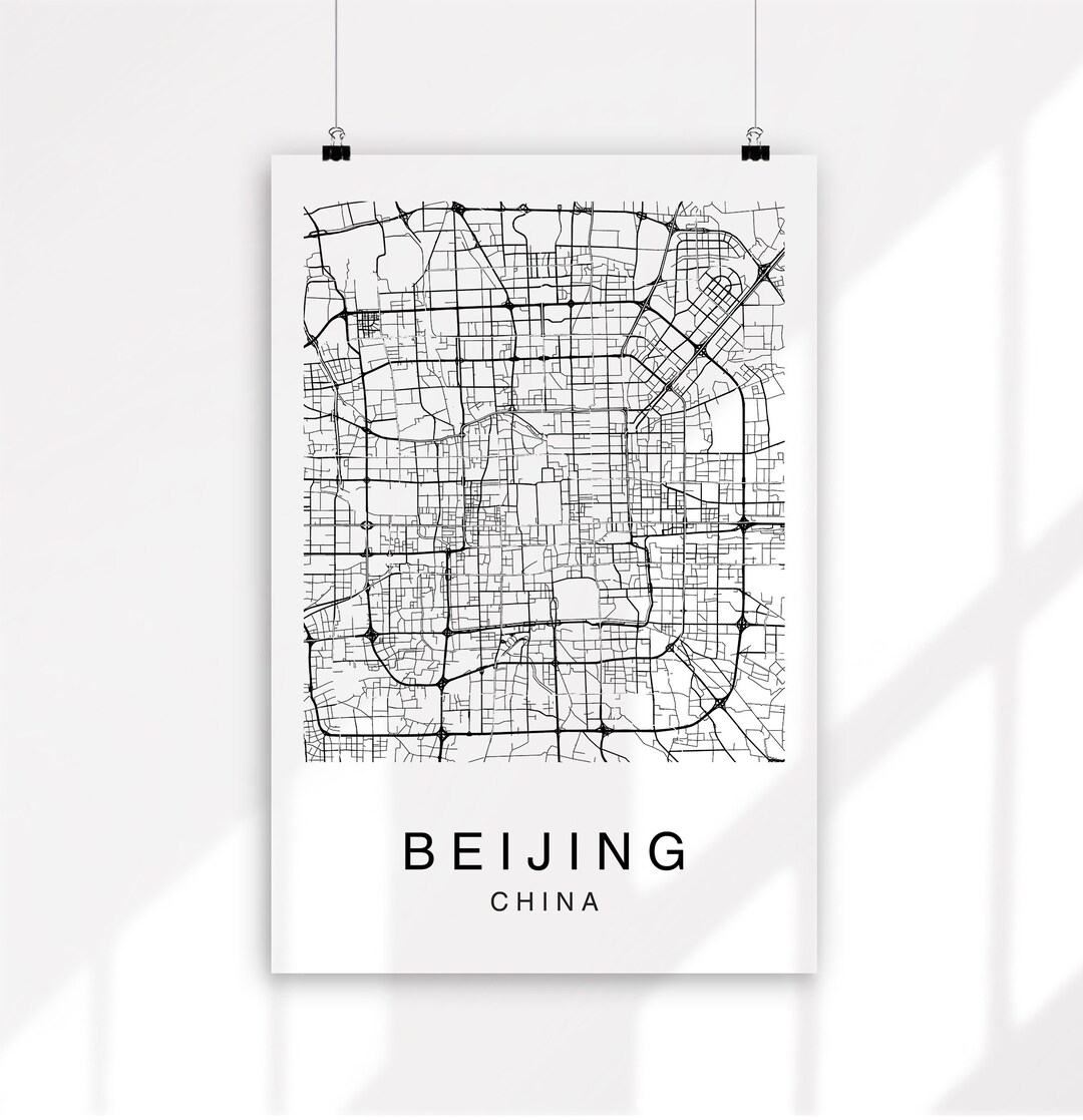 Beijing Map Print, City Maps Digital, Wall Art, City Map Art, Street ...