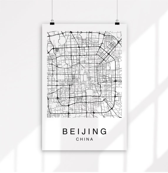 Beijing Map Print City Maps Digital Wall Art City Map Art - Etsy