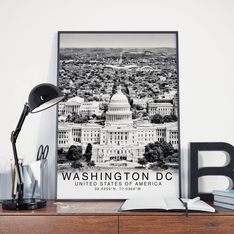 Washington DC Print Black and White Washington Wall Art | Etsy