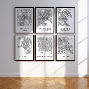 Set of Custom City Map Prints, Pesonalized City Map Posters, Any City ...
