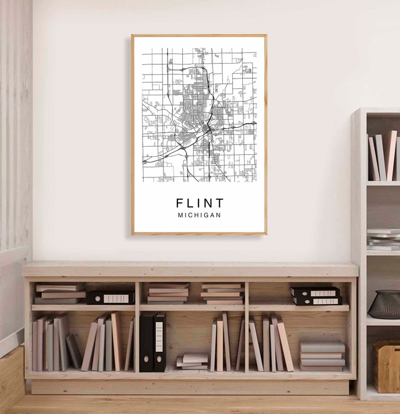 Flint Map Flint City Map Map Poster Map Print Flint Map | Etsy