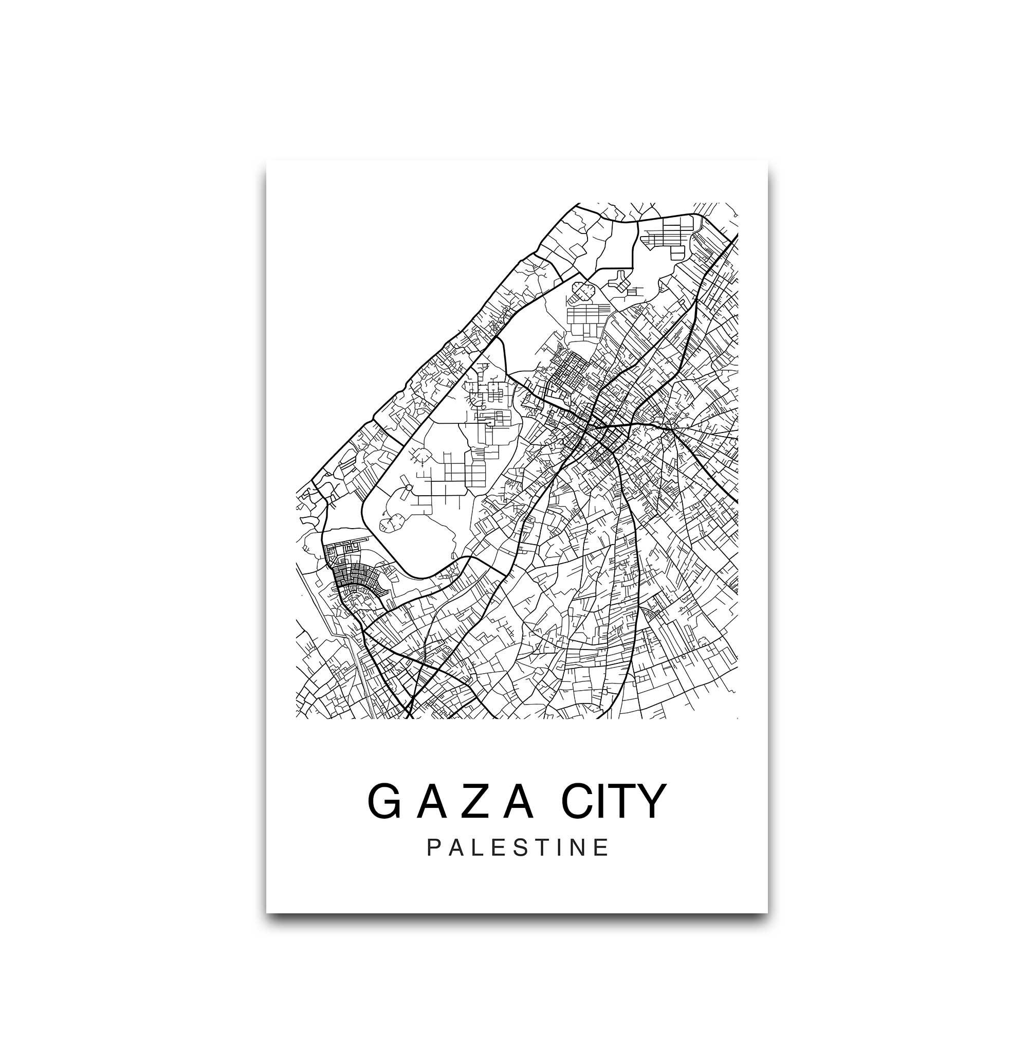 Gaza Map Gaza City Map Map Poster Map Print Gaza City Map | Etsy