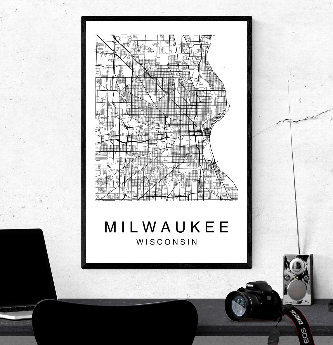 Milwaukee Map Print Milwaukee Map Poster Wall Art City Map - Etsy