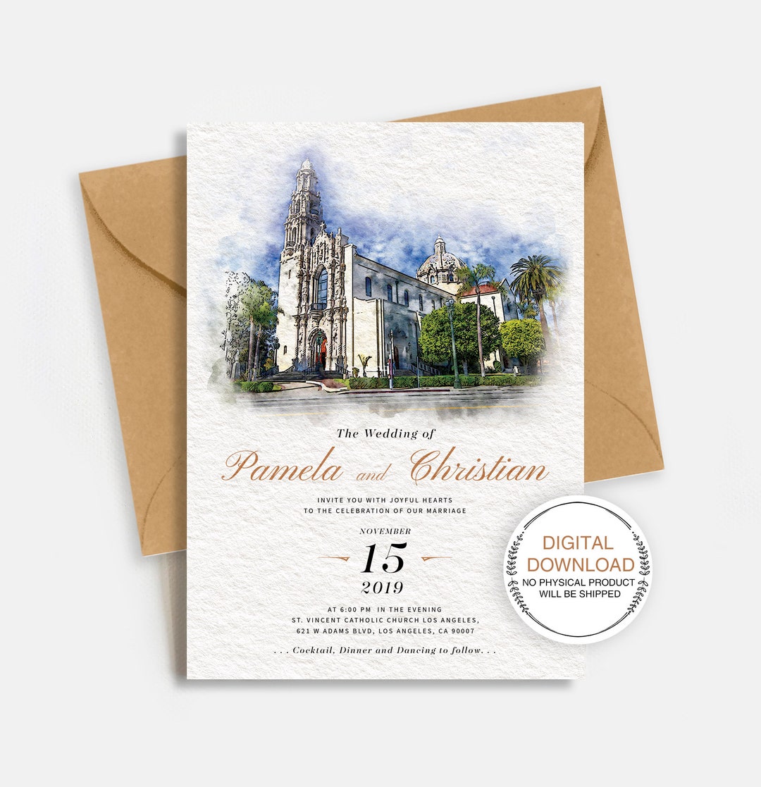 Wedding Invite Church, Wedding Venue Digital, Custom Invitations ...