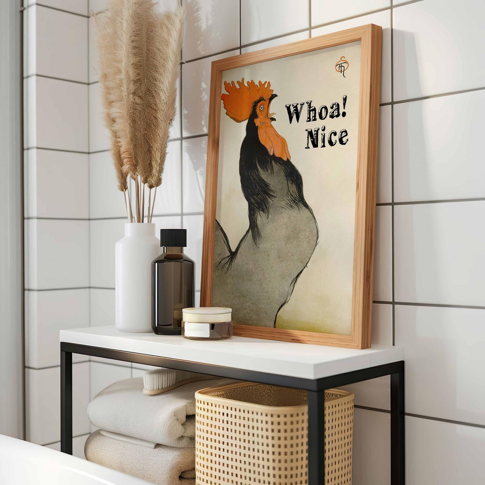 Whoa Nice Rooster, Bathroom Art Print, Bathroom Wall Decor, Guest ...