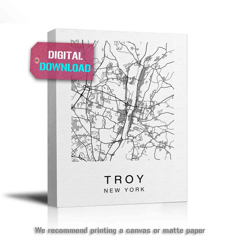 Troy Map Troy City Map Printable Map Map Print Troy Map | Etsy