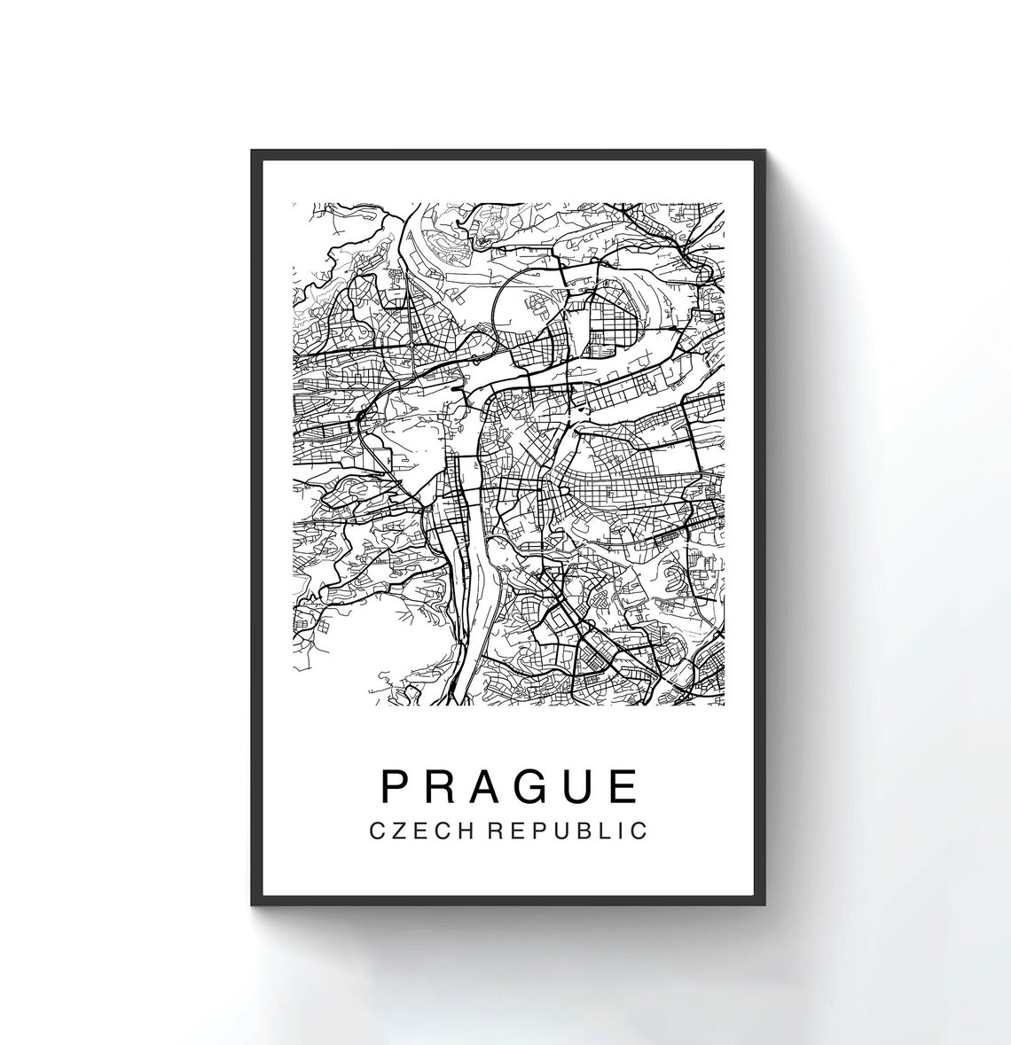 Prague Map Print Prague Printable Map Wall Art City Map | Etsy