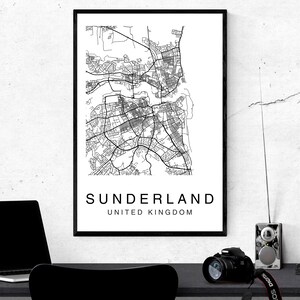 Sunderland Map Sunderland City Map Map Poster Map Print | Etsy