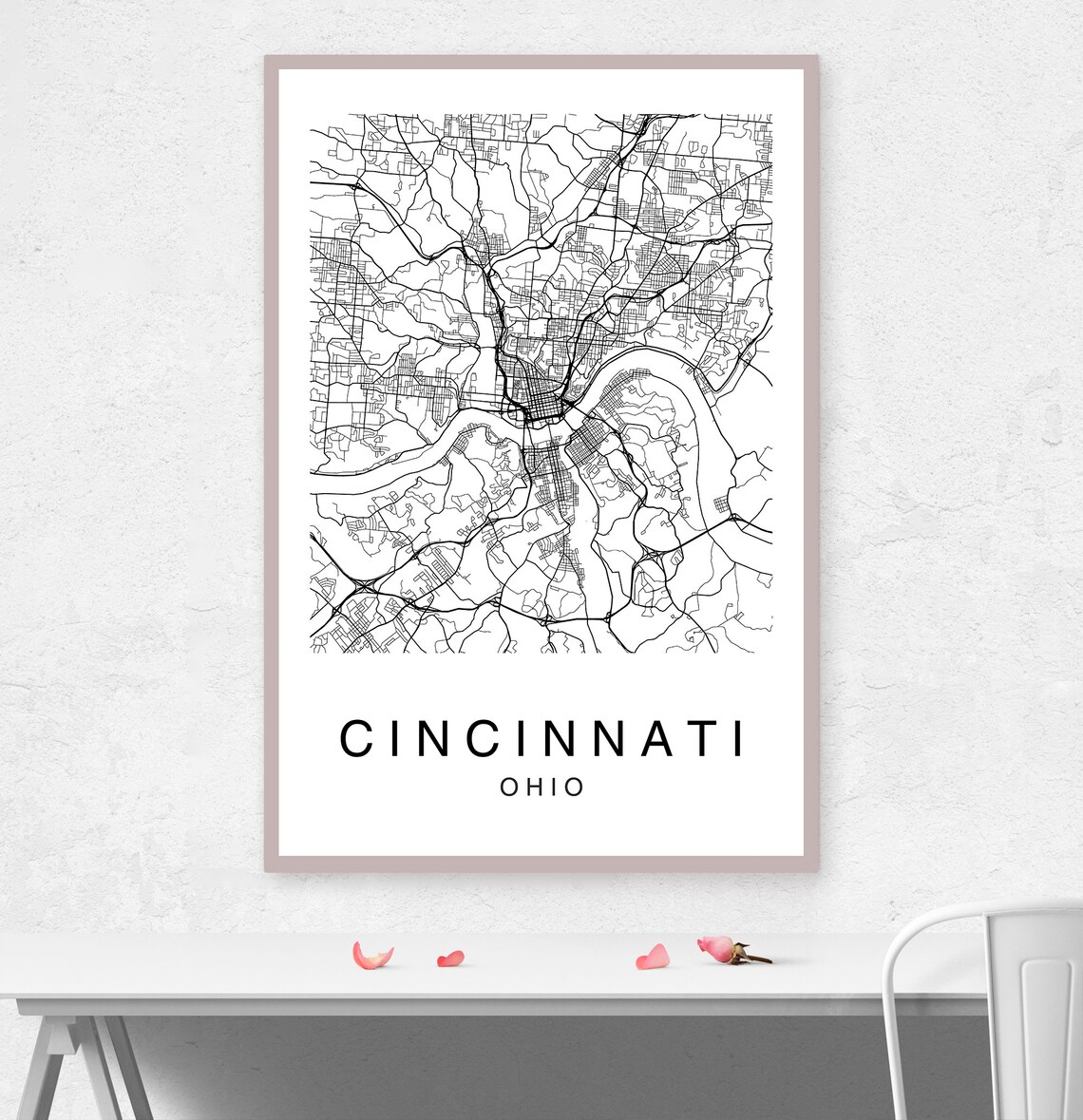 Cincinnati Map Print Cincinnati Map Poster Wall Art City | Etsy