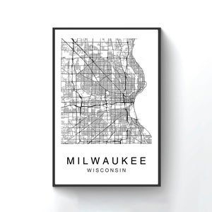 Milwaukee Map Print, Milwaukee Map Poster Wall Art, City Map, Street ...