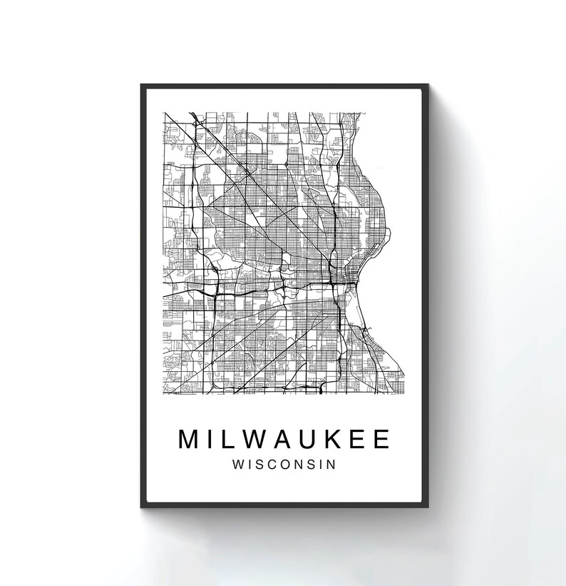 Milwaukee Map Print Milwaukee Map Poster Wall Art City Map | Etsy