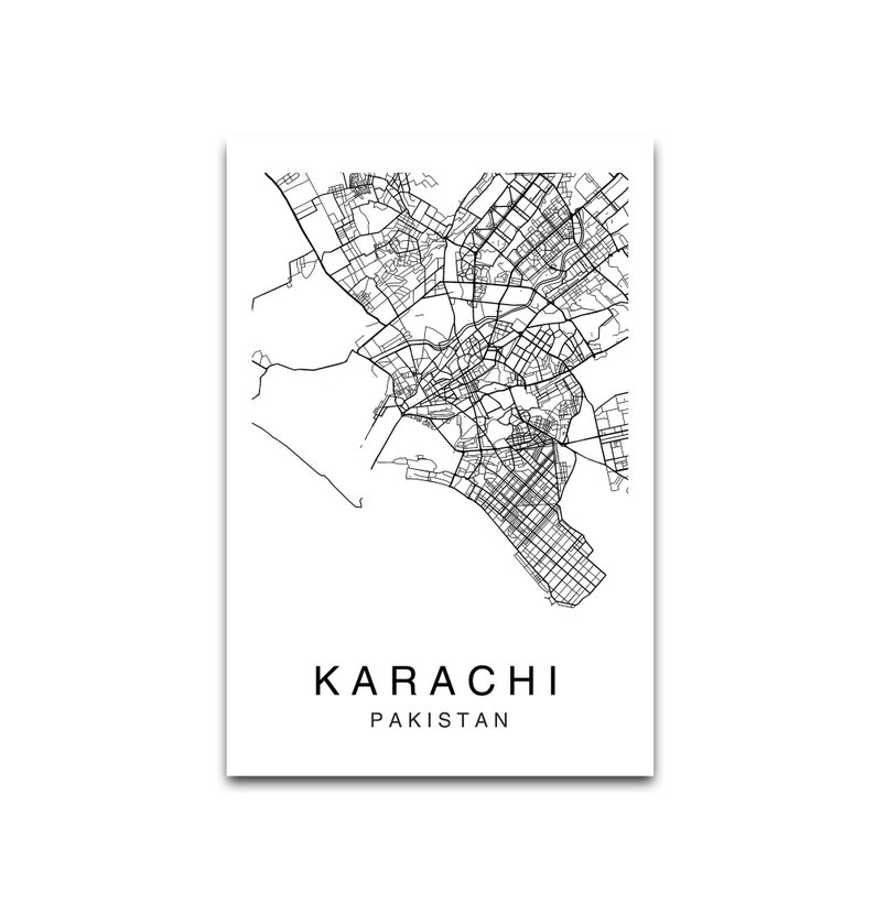 Karachi Map Karachi City Map Map Poster Map Print Karachi | Etsy