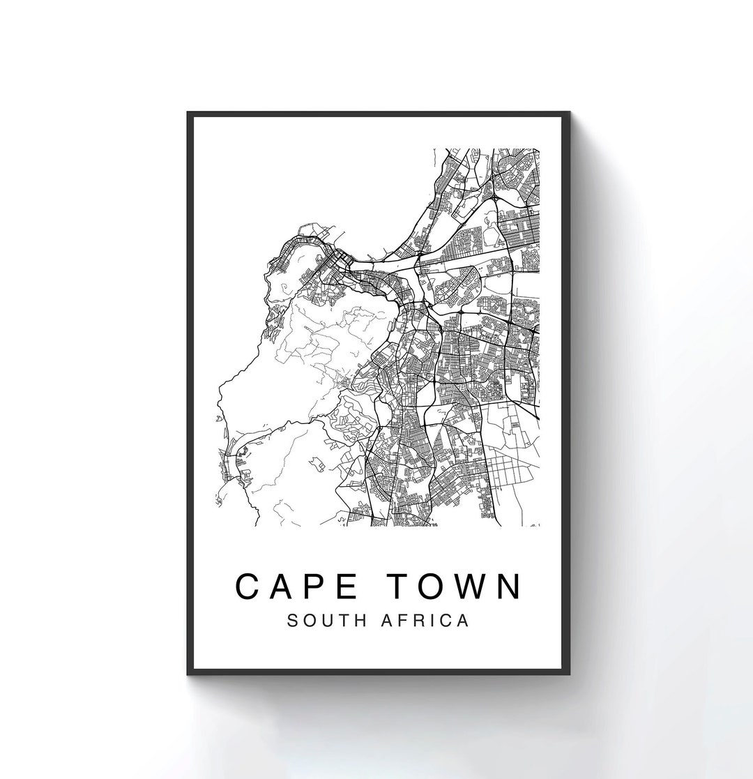 Cape Town Map Print, Cape Town Map Poster Wall Art, City Map Art ...