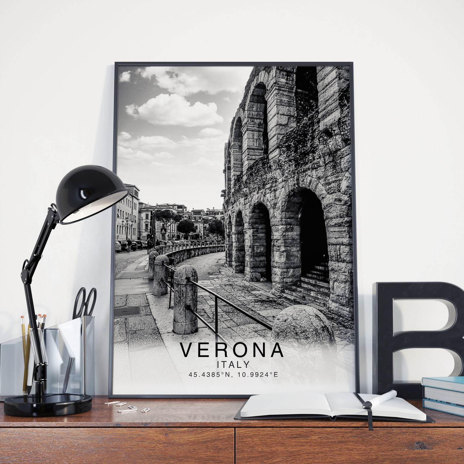 Verona Print Black and White Verona Wall Art Verona Poster - Etsy