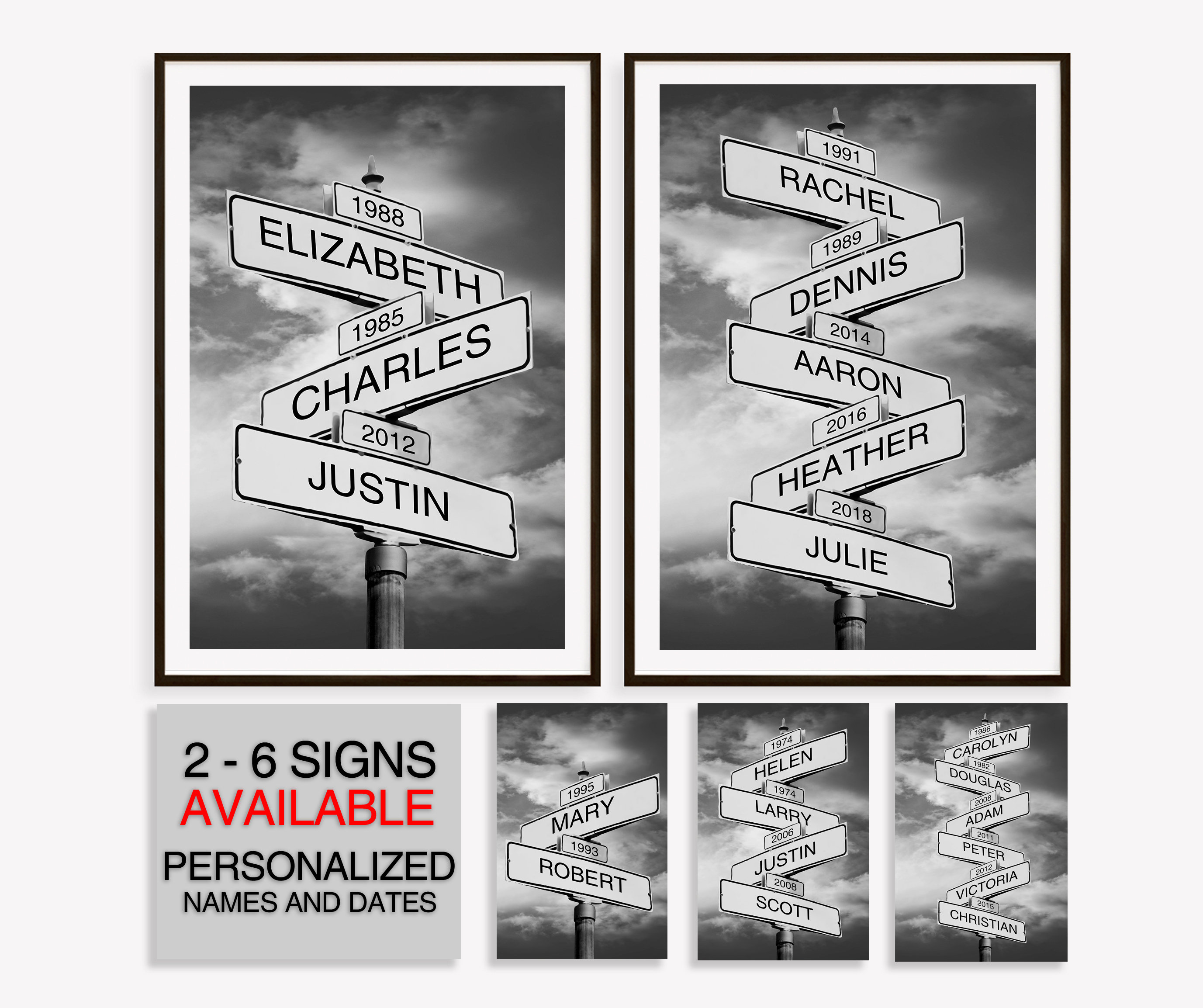 Personalized Street Sign Print Wall Art, Custom Multi-name Poster, Gift ...
