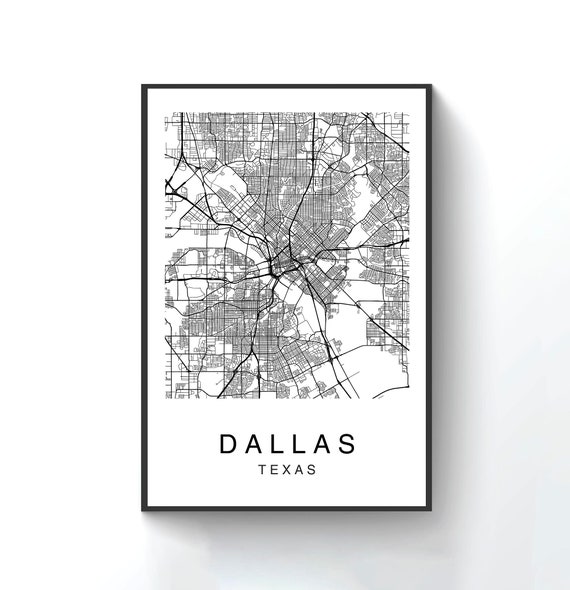 Dallas Map Print Dallas Map Poster Wall Art Dallas City - Etsy