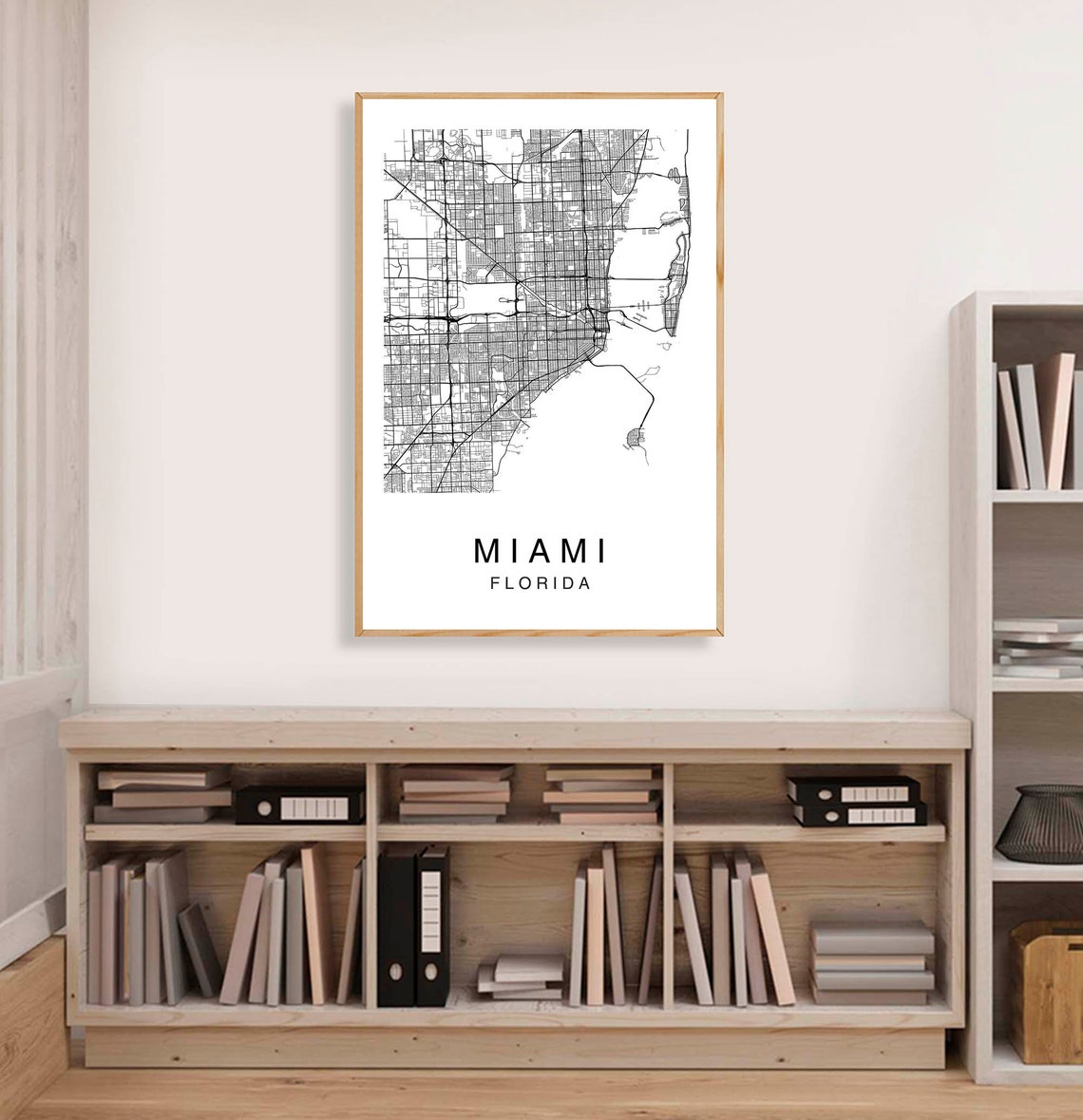 Miami Map Miami City Map Map Poster Map Print Miami Map | Etsy