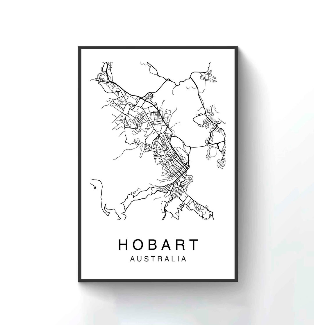 Hobart Map Hobart City Map Map Poster Map Print Hobart Map - Etsy