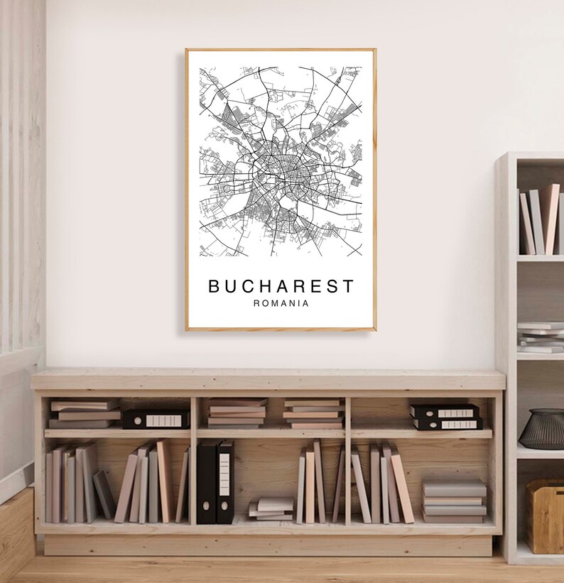 Bucharest Map Print Printable Map Digital Download Wall | Etsy