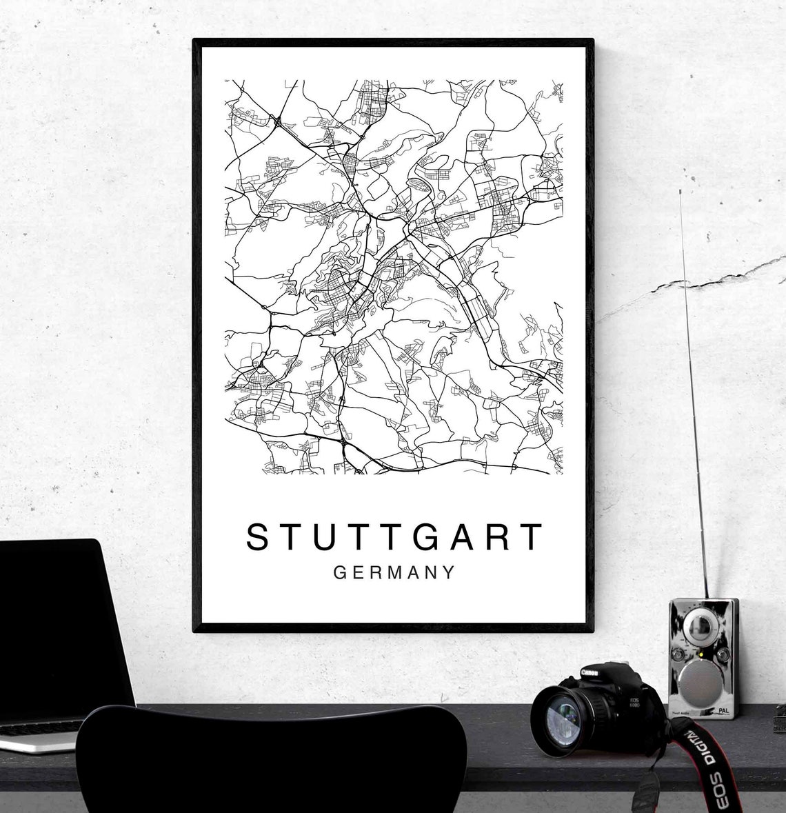 Stuttgart Map Minimalist Map Stuttgart Map Print Stuttgart | Etsy