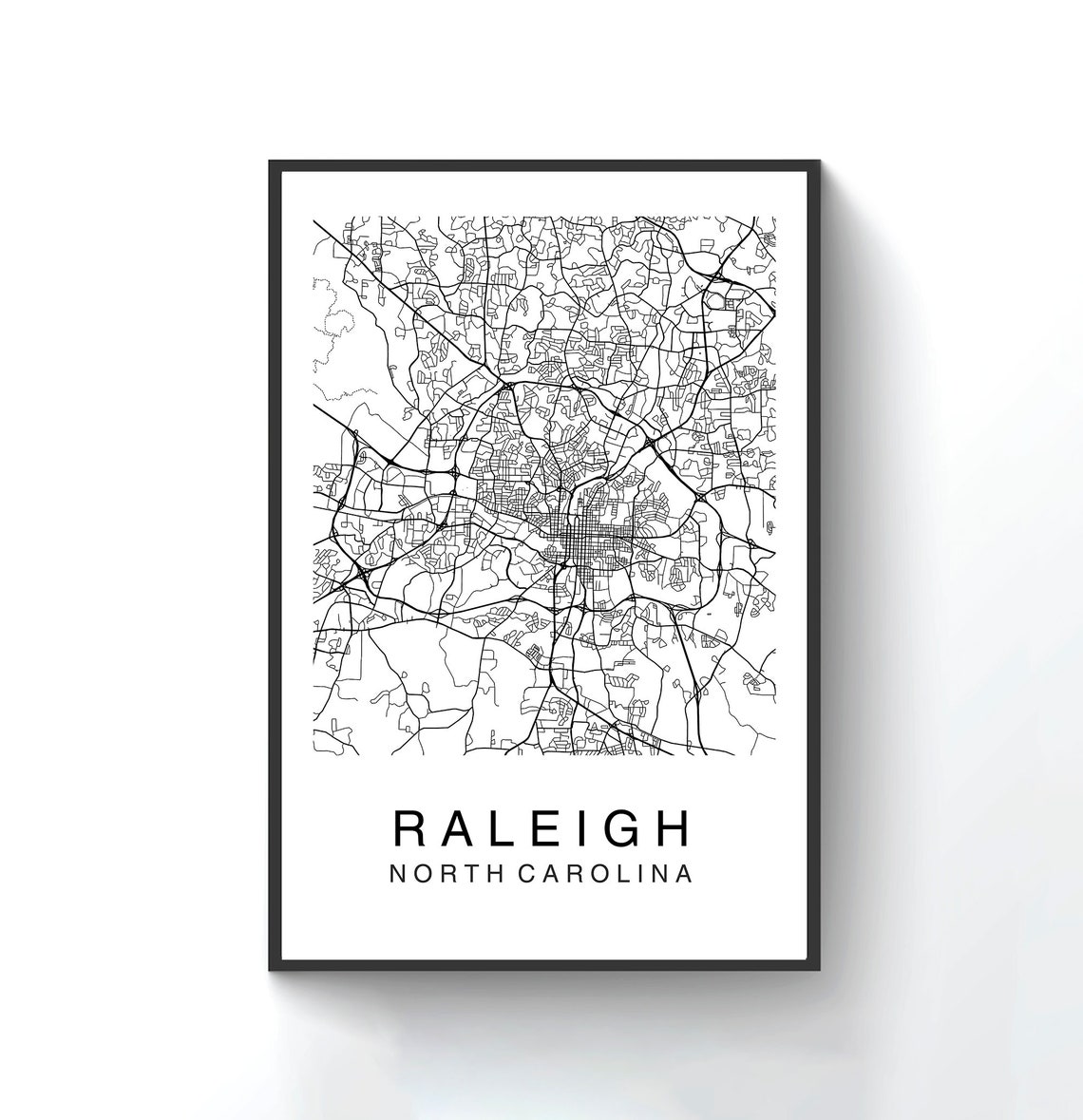 Raleigh Map Print Raleigh Map Poster Wall Art City Map | Etsy