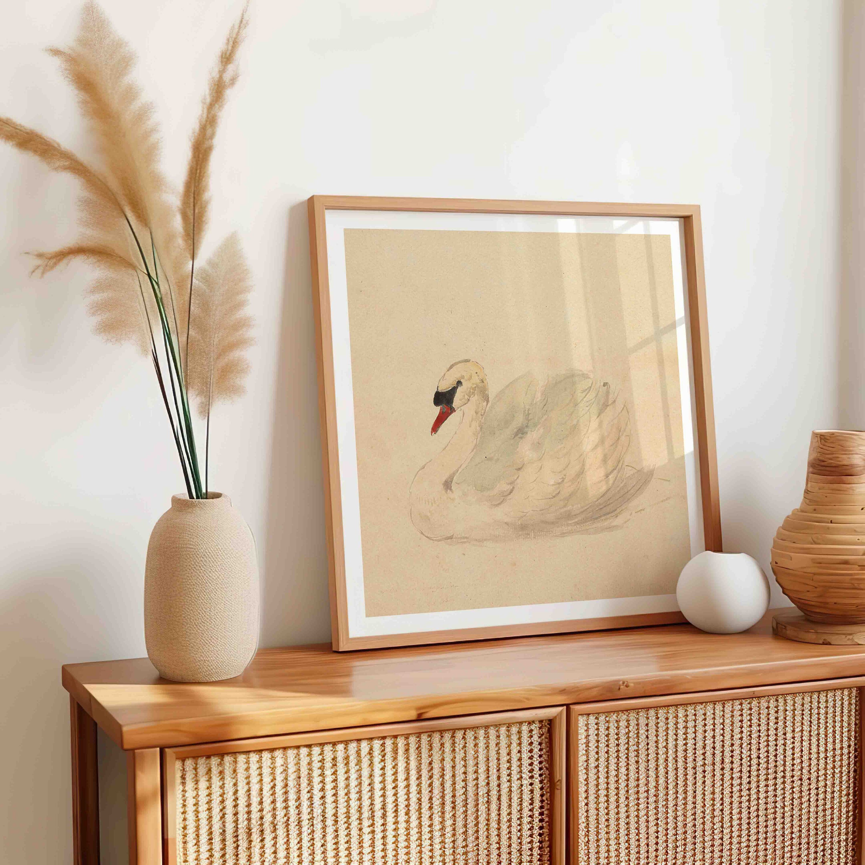 Vintage Swan Watercolor Print: Neutral Farmhouse Wall Art - Etsy