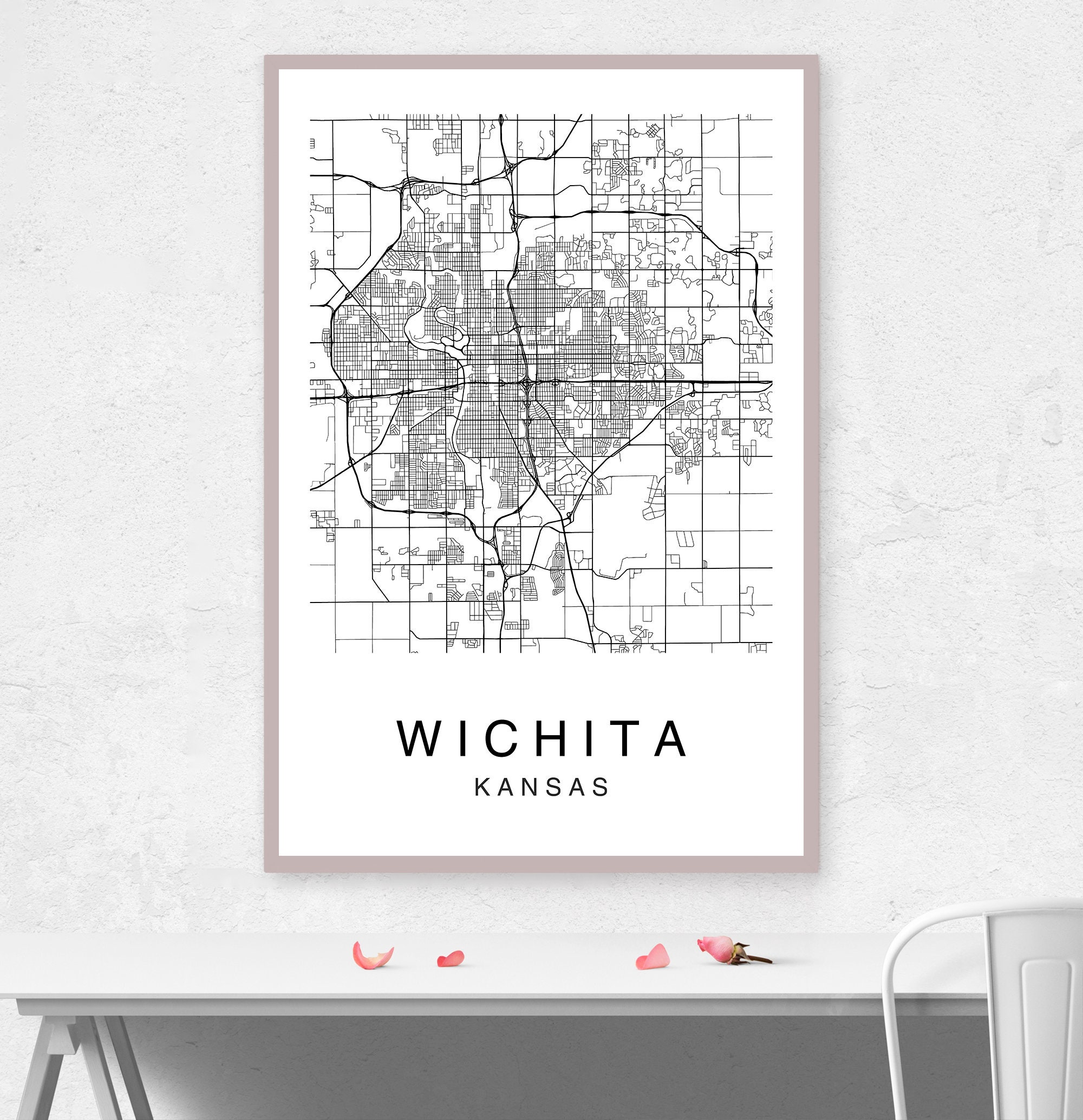 Wichita Map Wichita City Map Map Poster Map Print Wichita | Etsy