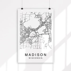 City of Madison Map Print, Madison Map Poster Wall Art, City Map ...