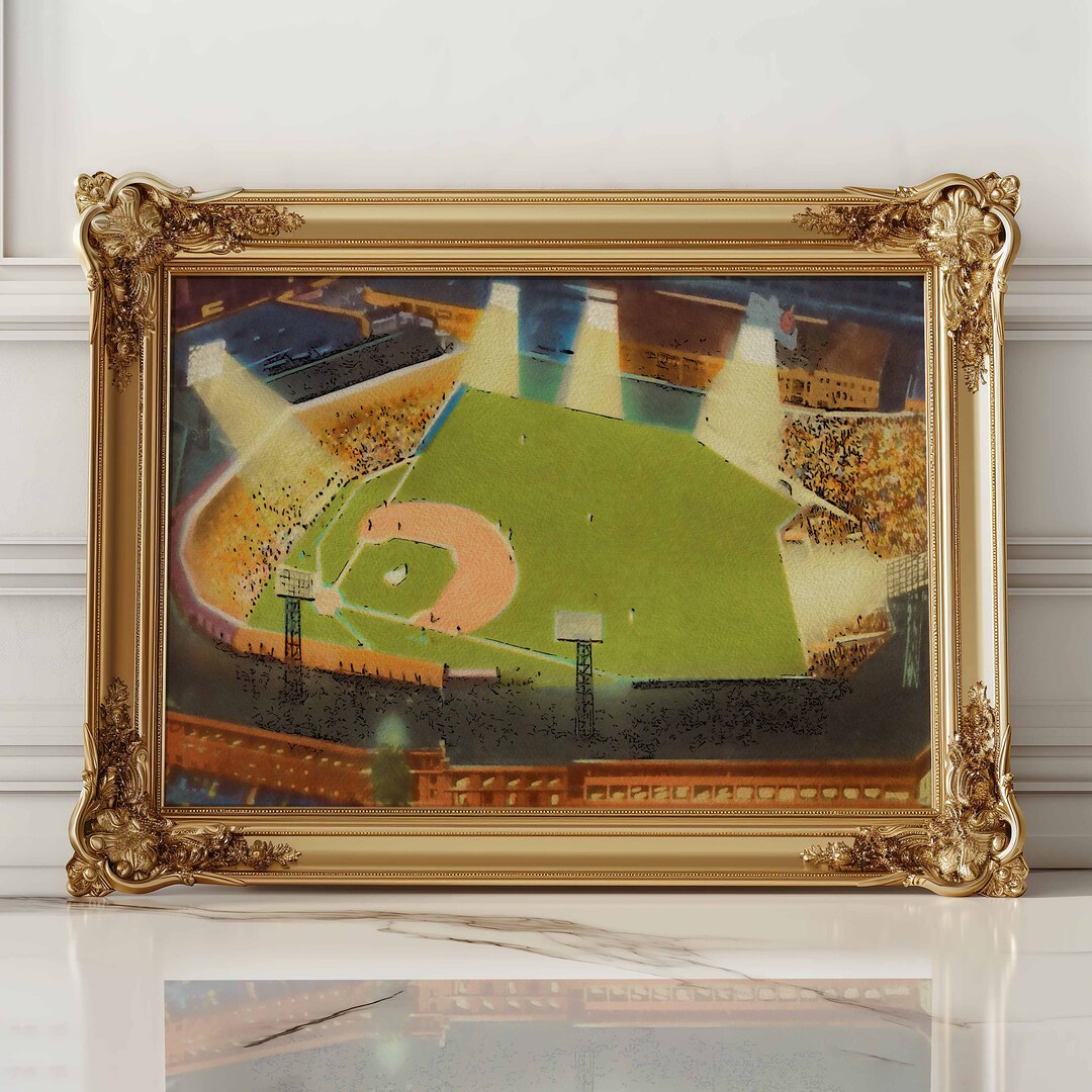 Vintage Baseball Stadium Aerial Art Print: Retro Sports Poster - Etsy