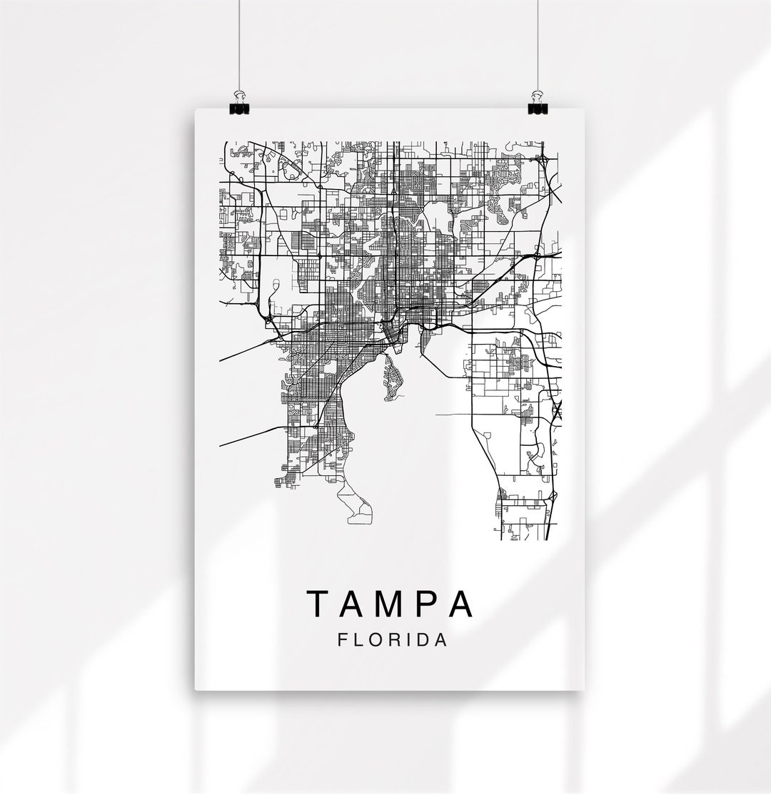 Tampa Map Tampa City Map Printable Map Map Print Tampa Map - Etsy