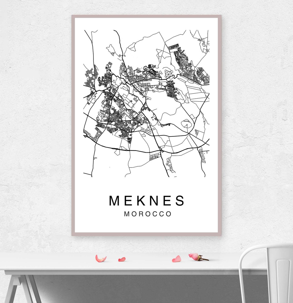 Meknes Morocco Map Art Print: Cityscape Wall Decor (digital Download ...